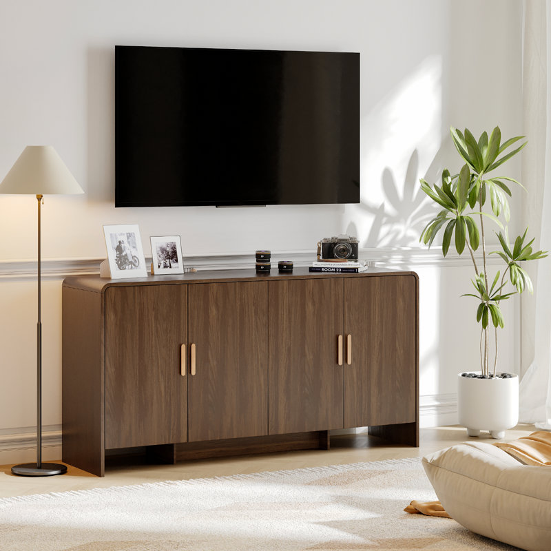 Ebern Designs 60” Sideboard Curved Cabinet With 4 Doors & Reviews | Wayfair